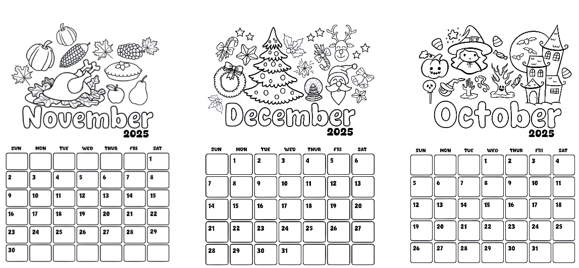 Calendario Mensual Imprimible Para Colorear