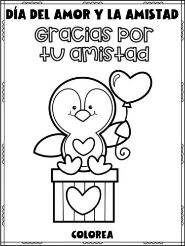 Dia del amor y la amistad fichas para colorear -Orientacion Andujar
