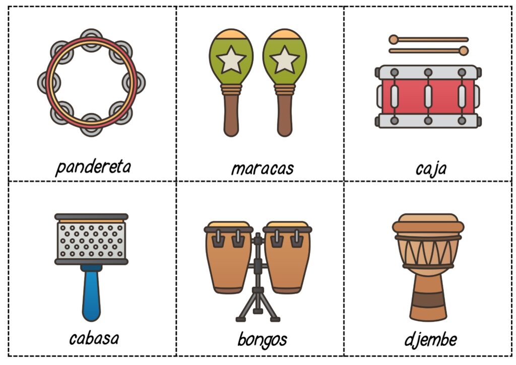 60 tarjetas flashcard curso TEA instrumentos musicales -Orientacion Andujar