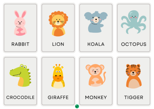 Flashcards Imprimibles sobre Animales en Inglés -Orientacion Andujar