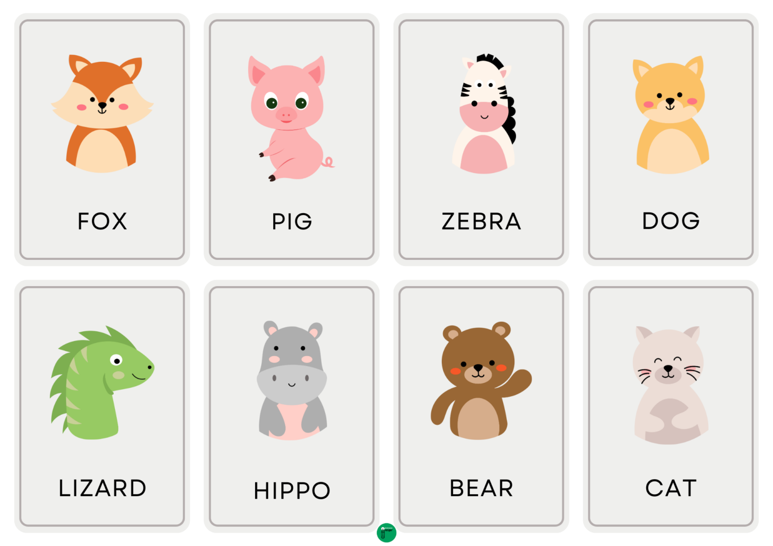 Flashcards Imprimibles sobre Animales en Inglés -Orientacion Andujar