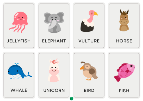 Flashcards Imprimibles sobre Animales en Inglés -Orientacion Andujar