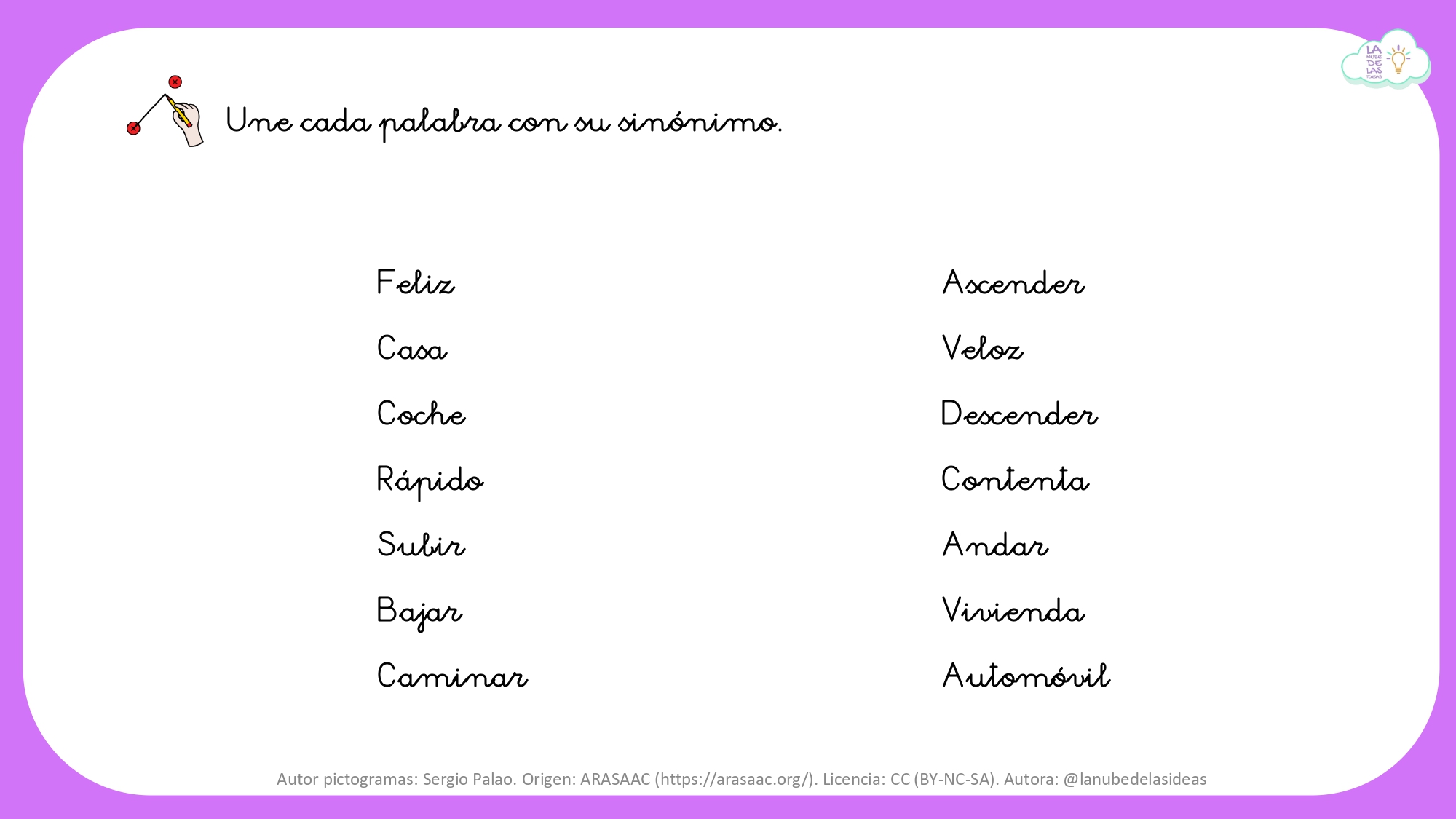 Fichas sinónimos con pictogramas -Orientacion Andujar