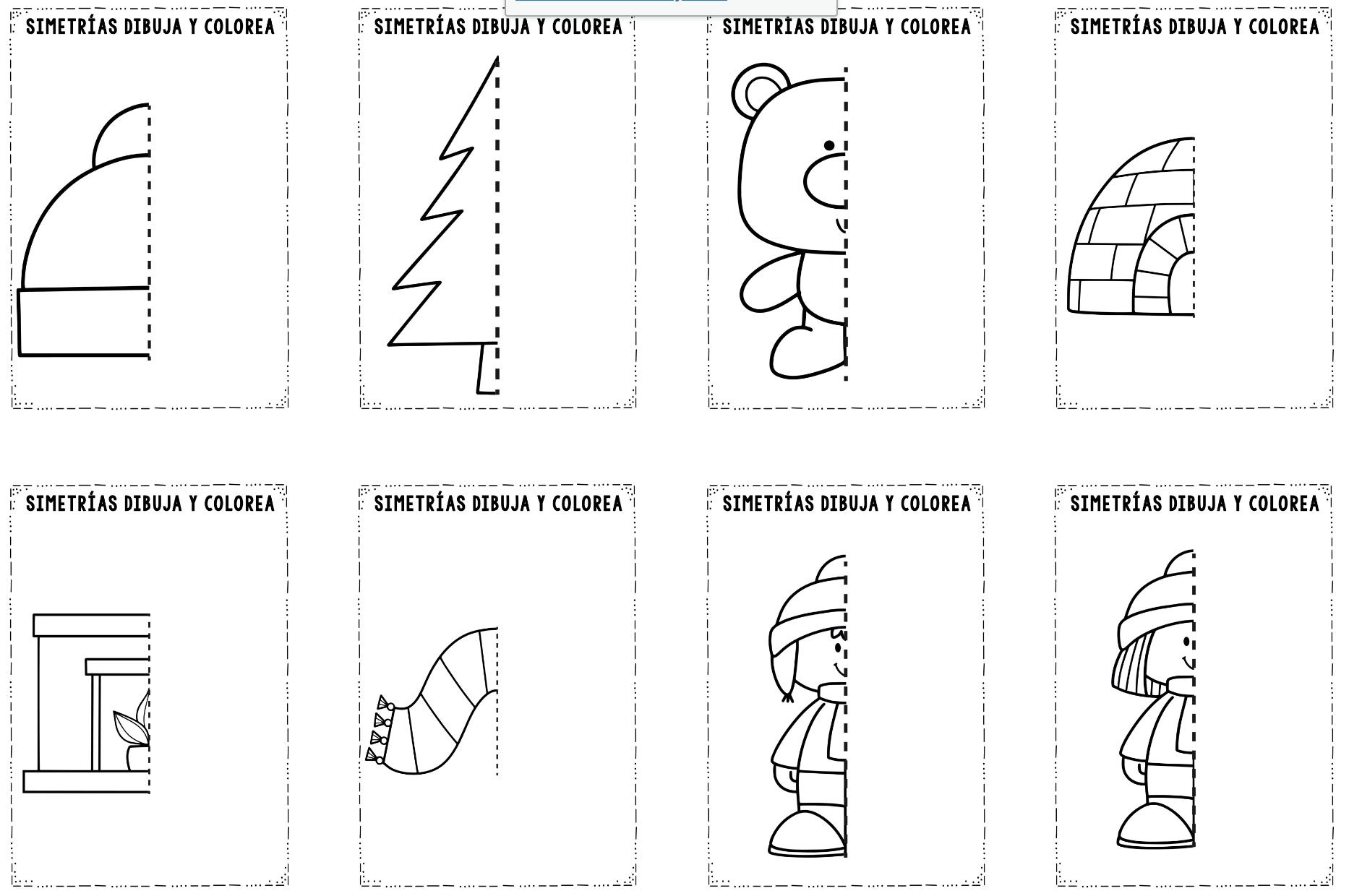 INVIERNO trabajamos la atención visual con estos dibujos de simetrías ...