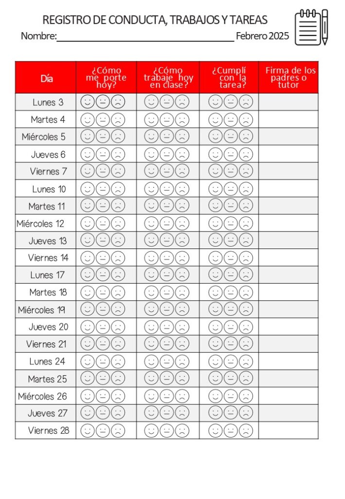 Registro de conducta trabajos y tareas Febrero 2025 -Orientacion Andujar