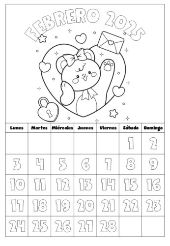 Bonitos calendarios mes de febrero 2025 para colorear y decorar tu ...