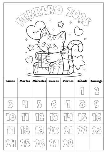 Bonitos calendarios mes de febrero 2025 para colorear y decorar tu ...