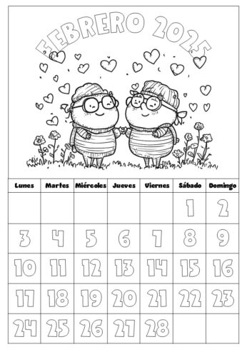 Bonitos calendarios mes de febrero 2025 para colorear y decorar tu ...