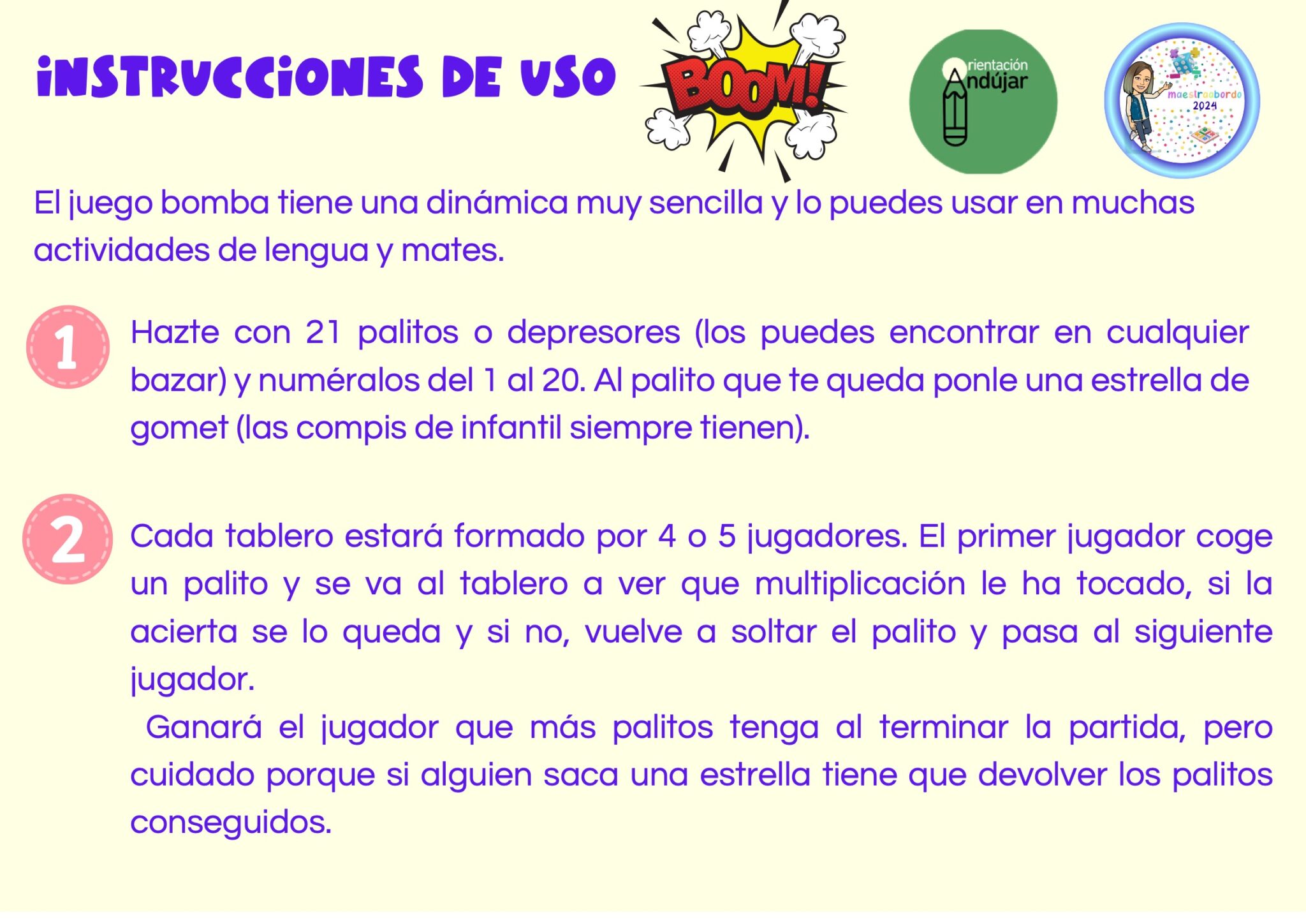 Kaboom o boom divertidísimo juego para repasar las tablas. -Orientacion ...