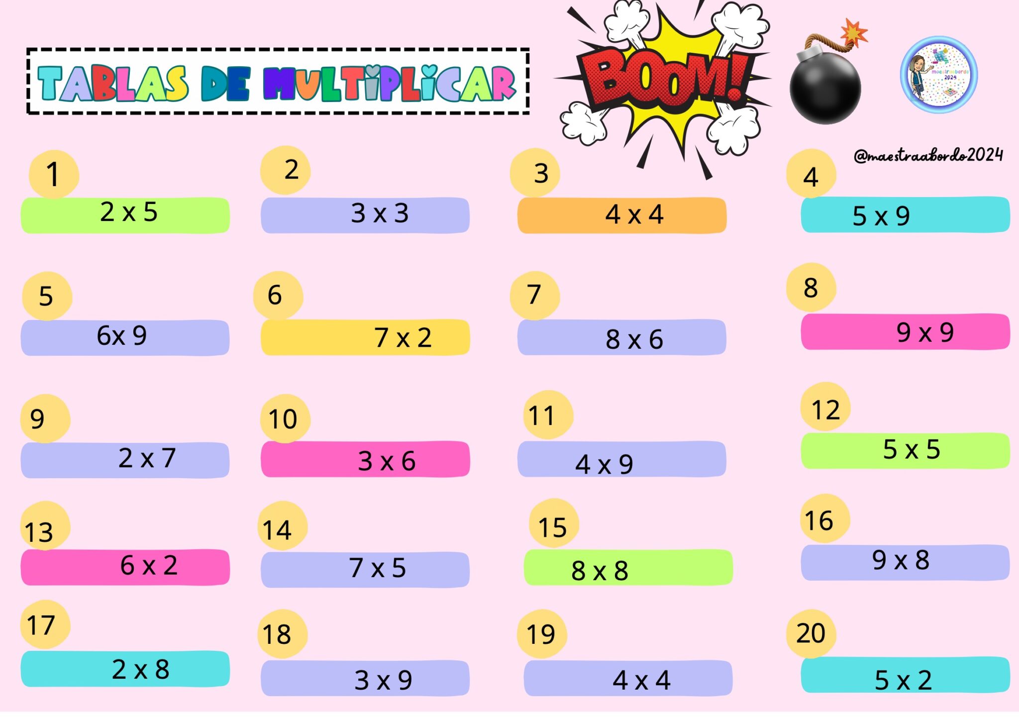 Kaboom o boom divertidísimo juego para repasar las tablas. -Orientacion ...