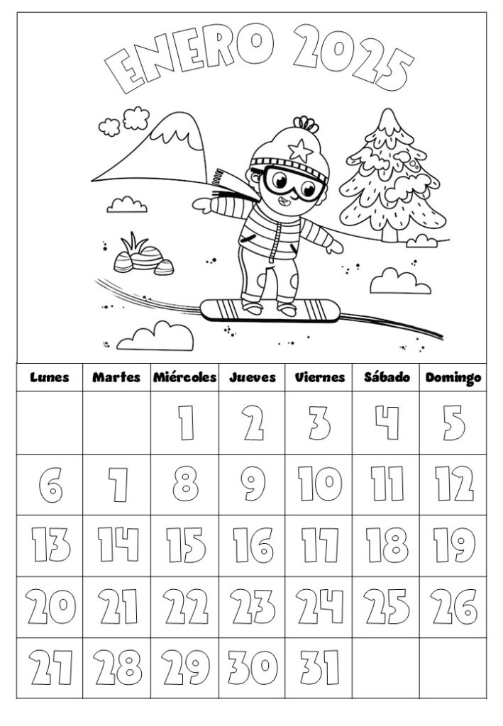 Calendarios mes de enero para colorear y decorar tu clase -Orientacion ...