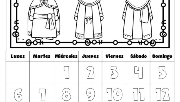 calendarios enero colorear (4) - Orientación Andújar - Recursos Educativos