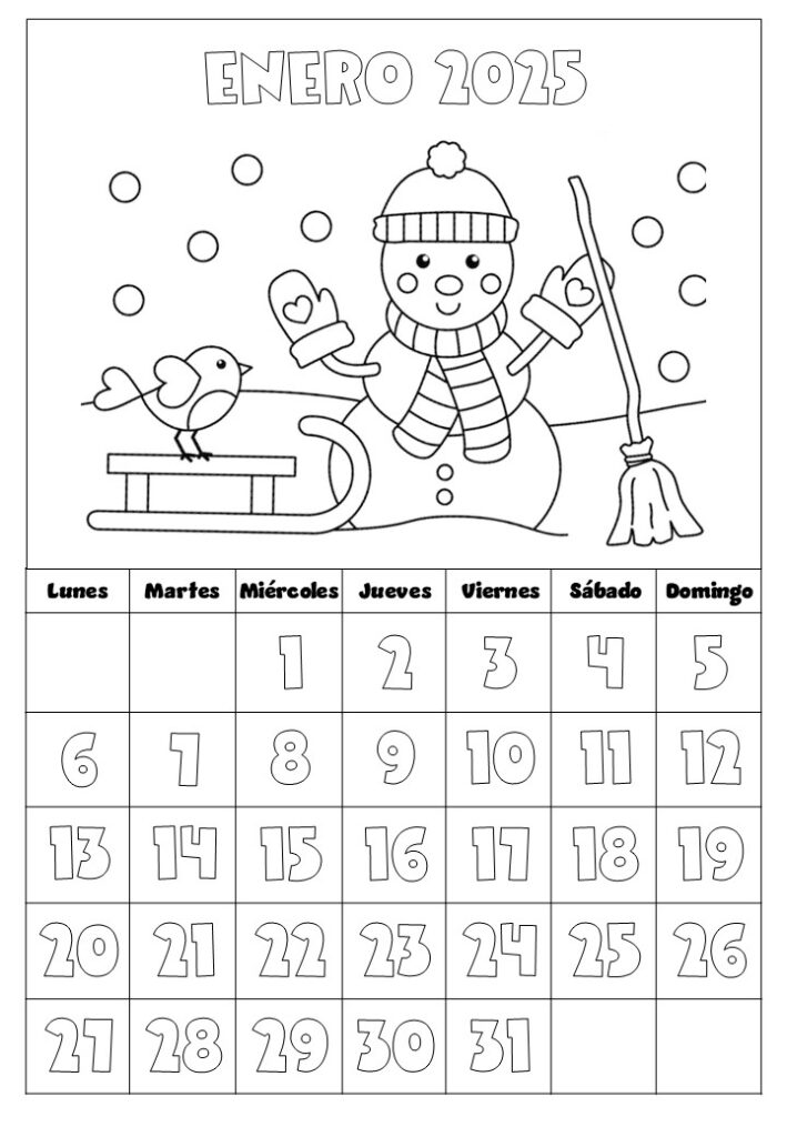 Calendarios mes de enero para colorear y decorar tu clase -Orientacion ...