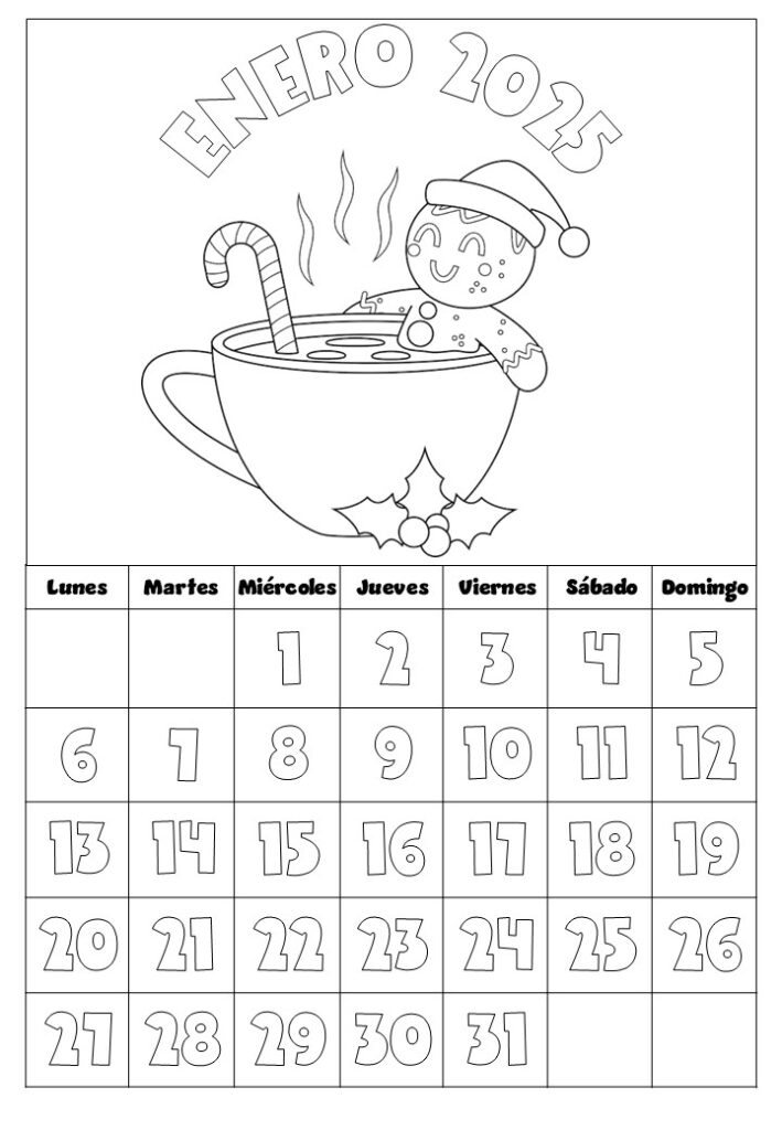 Calendarios mes de enero para colorear y decorar tu clase -Orientacion ...