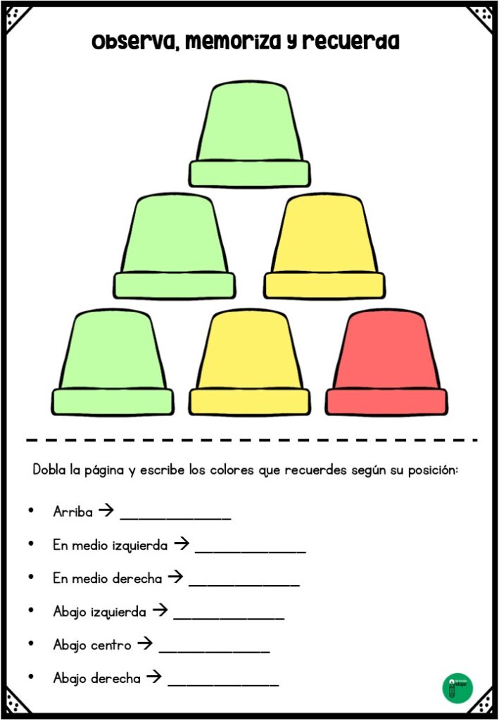 Ejercicio de memoria visual con colores para adultos y niños ...