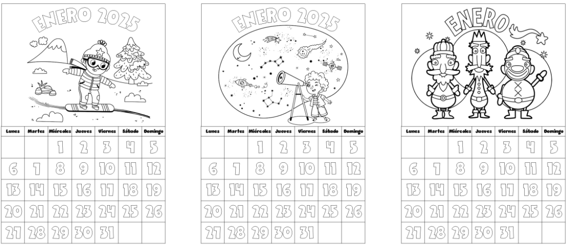 Calendarios mes de enero para colorear y decorar tu clase -Orientacion ...