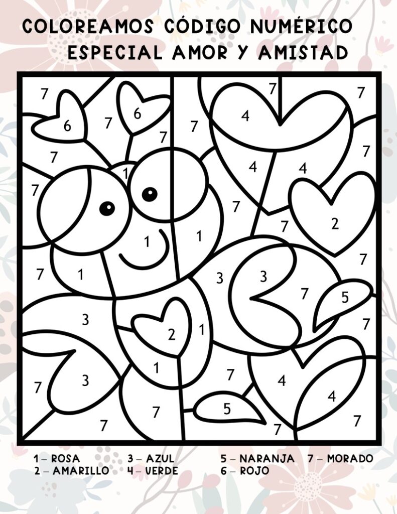 AMOR Y AMISTAD COLOREAMOS POR CÓDIGO NUMÉRICO - Orientacion Andujar