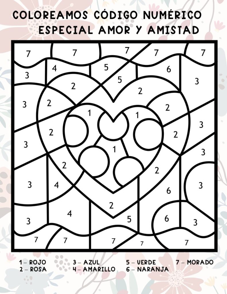 AMOR Y AMISTAD COLOREAMOS POR CÓDIGO NUMÉRICO - Orientacion Andujar