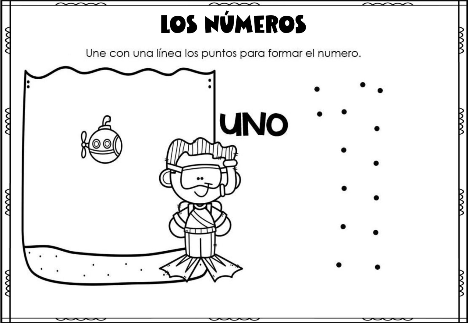Aprendemos los numeros del 1 al 10 dibujando punto por punto ...