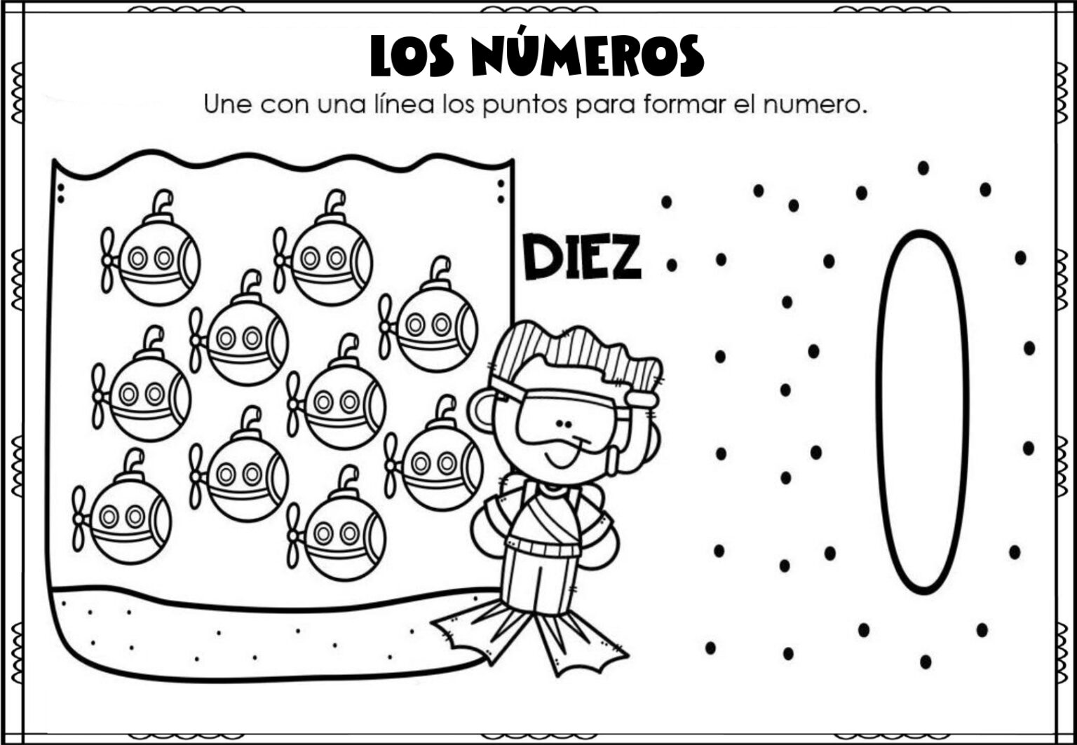 Aprendemos los numeros del 1 al 10 dibujando punto por punto ...