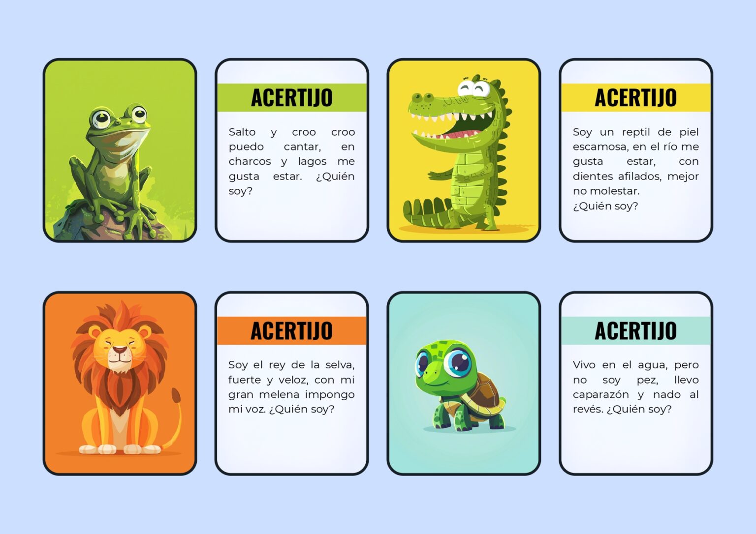 Bonitas tarjetas de acertijos de animales - Orientacion Andujar