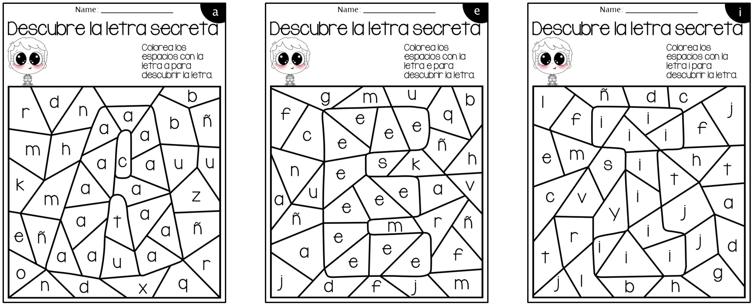 Colorea y Descubre la vocal escondida 15 fichas divertidas ...