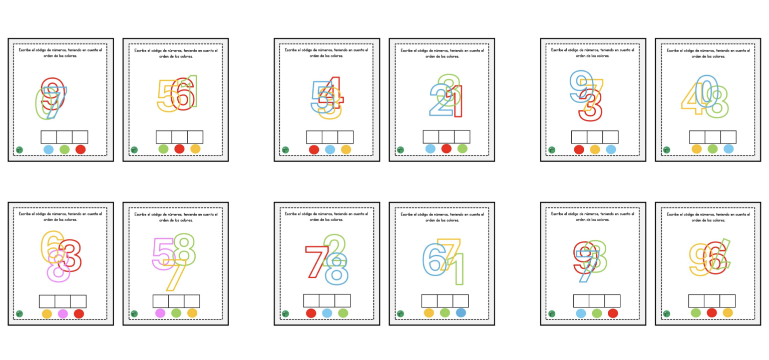 Código de números 3 CIFRAS discriminación visual - Orientacion Andujar
