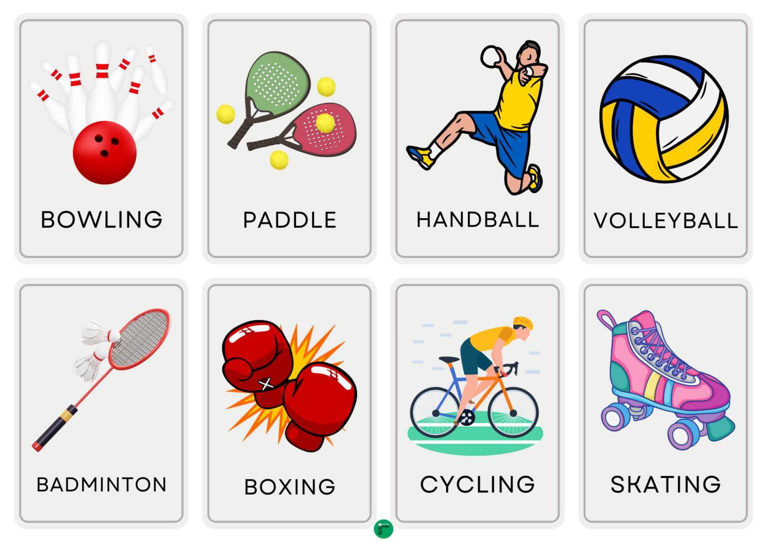 Flashcards Imprimibles sobre Vocabulario de Deportes en Inglés ...