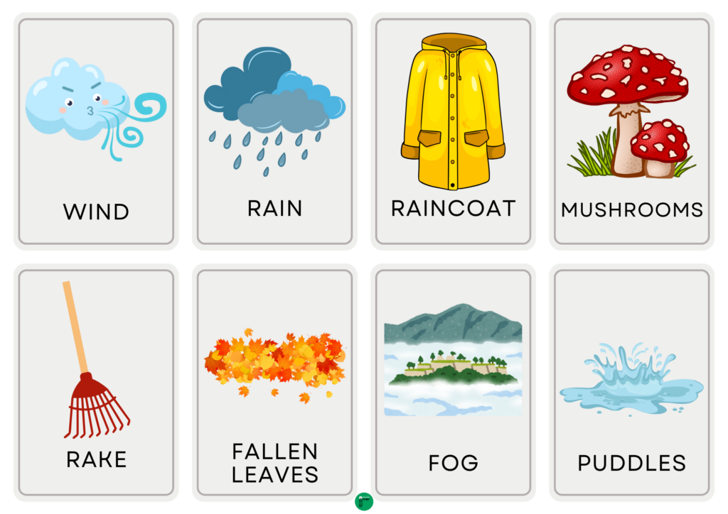 Flashcards Imprimibles sobre Vocabulario de Otoño en Inglés ...