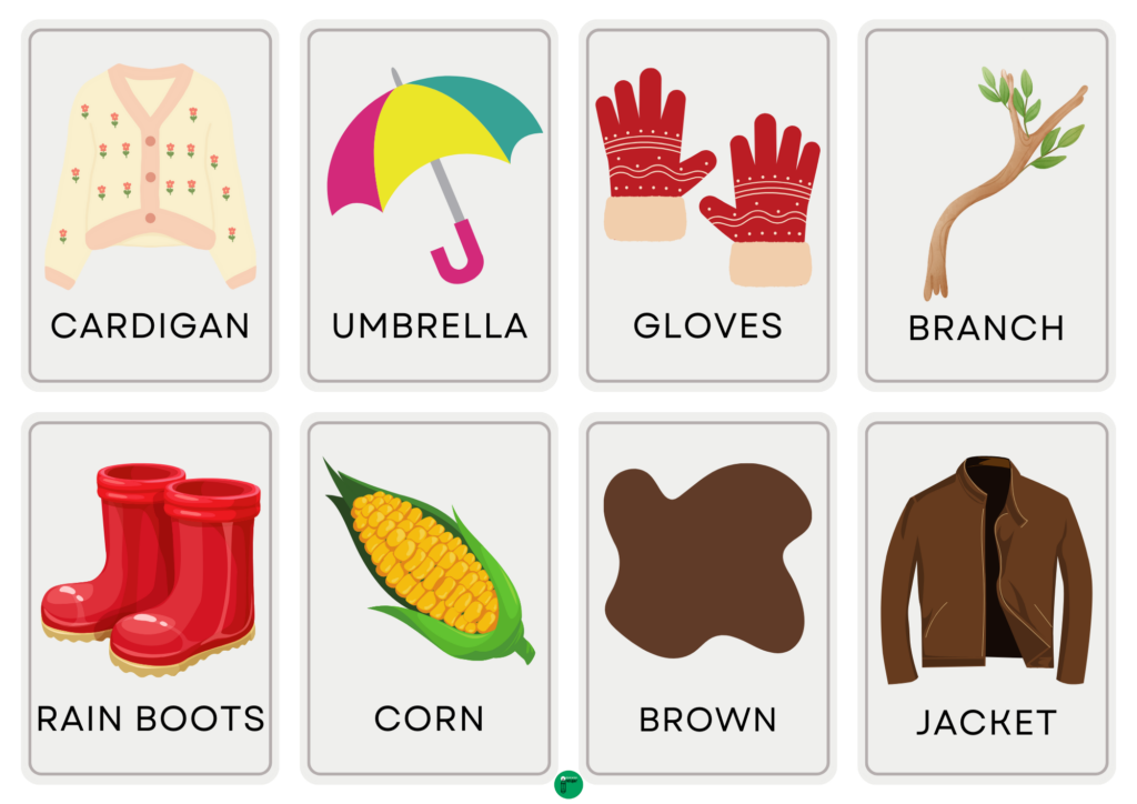 Flashcards Imprimibles sobre Vocabulario de Otoño en Inglés ...