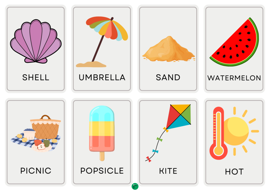 Flashcards Imprimibles sobre Vocabulario de Verano en Inglés ...