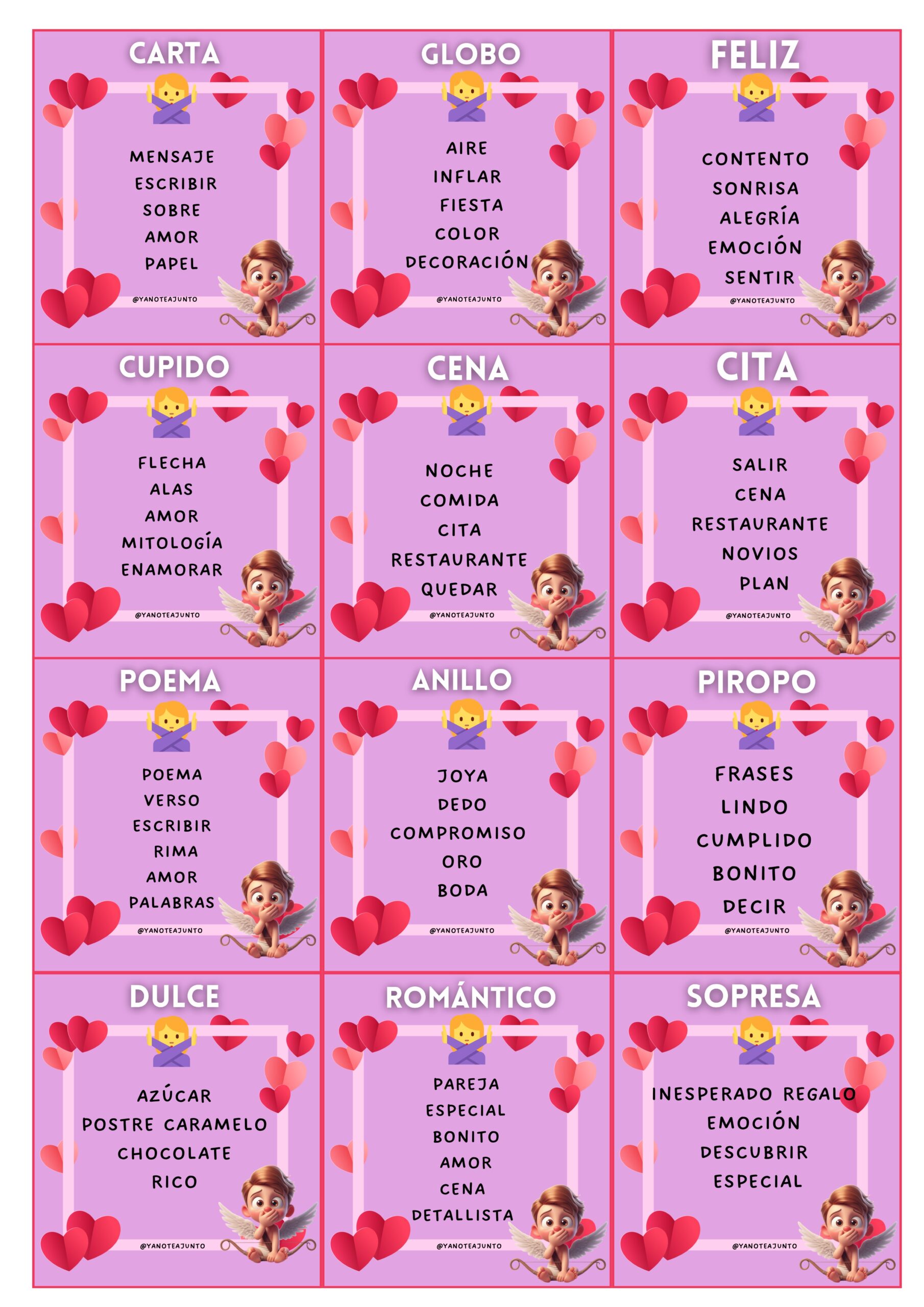 Taboo infantil inspirado en San Valentín - Orientacion Andujar