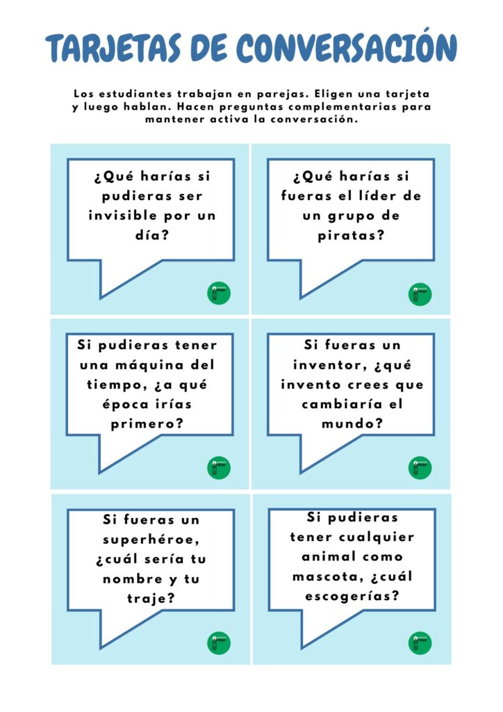 Colección de tarjetas con divertidas preguntas para establecer ...