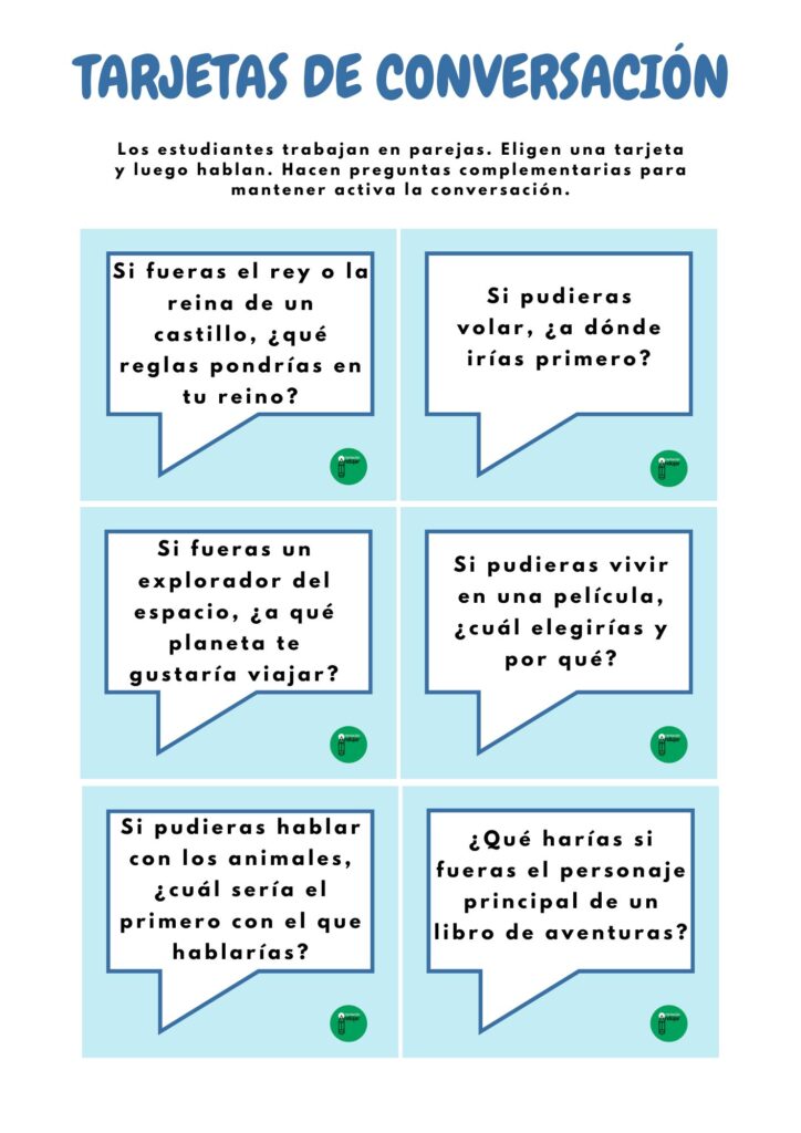 Colección de tarjetas con divertidas preguntas para establecer ...