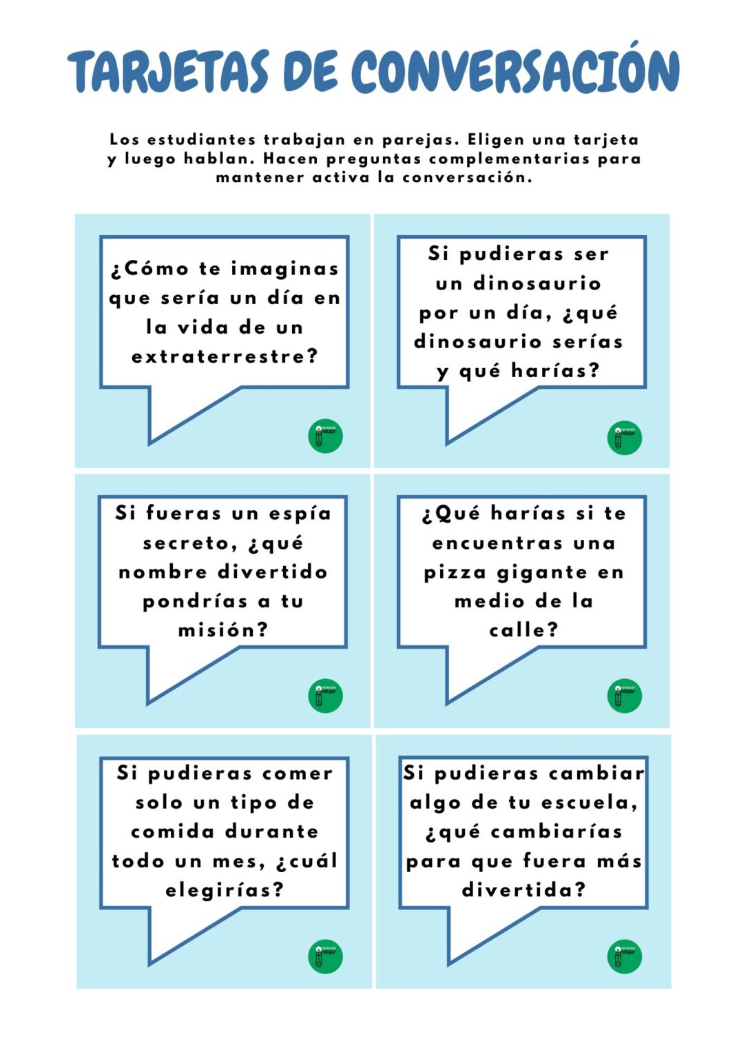 Colección de tarjetas con divertidas preguntas para establecer ...