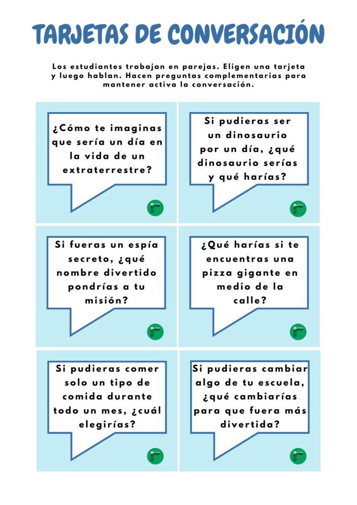 Colección de tarjetas con divertidas preguntas para establecer ...