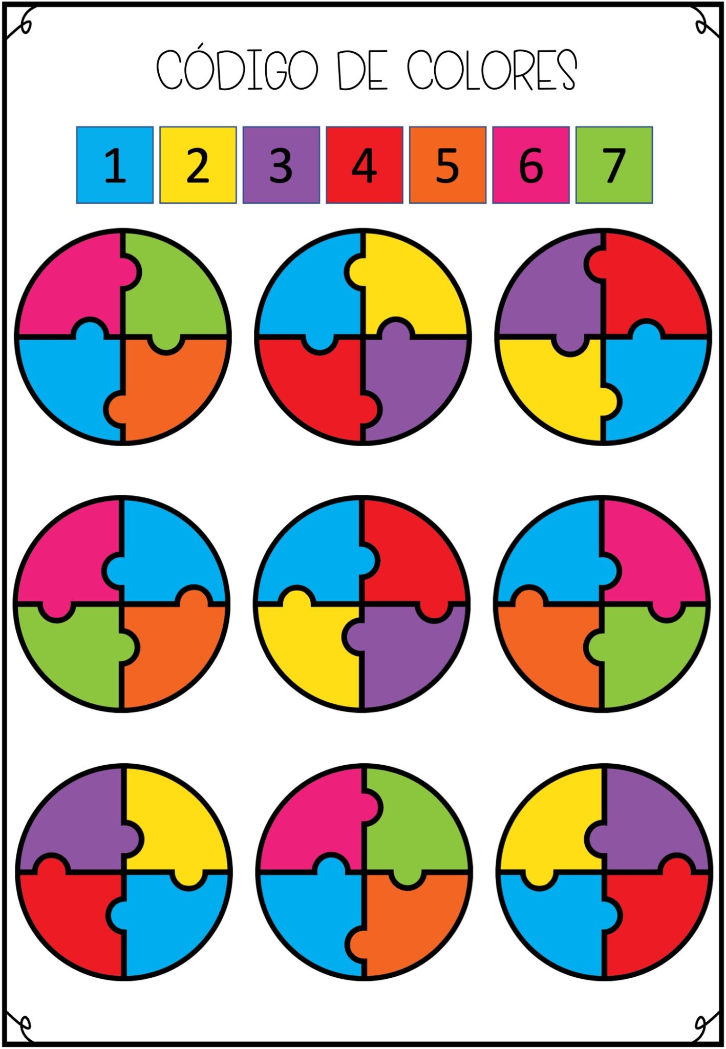 Trabajamos la memoria y la atención coloreamos código de colores ...