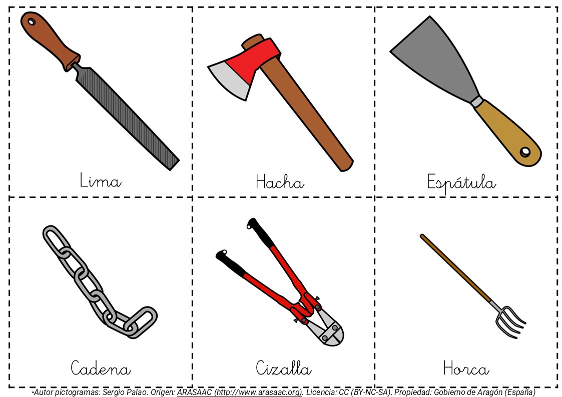 72 Tarjetas de vocabulario Campo semántico herramientas -Orientacion ...