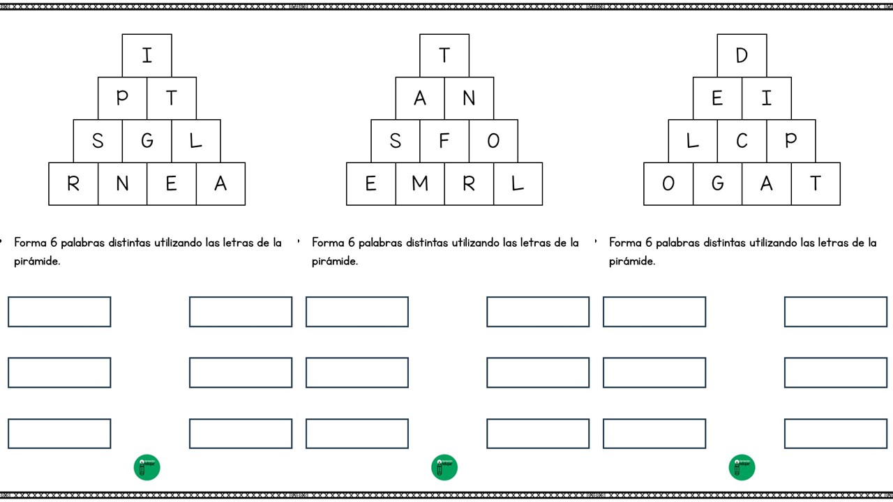 Pirámides de letras para formar palabras - Orientacion Andujar