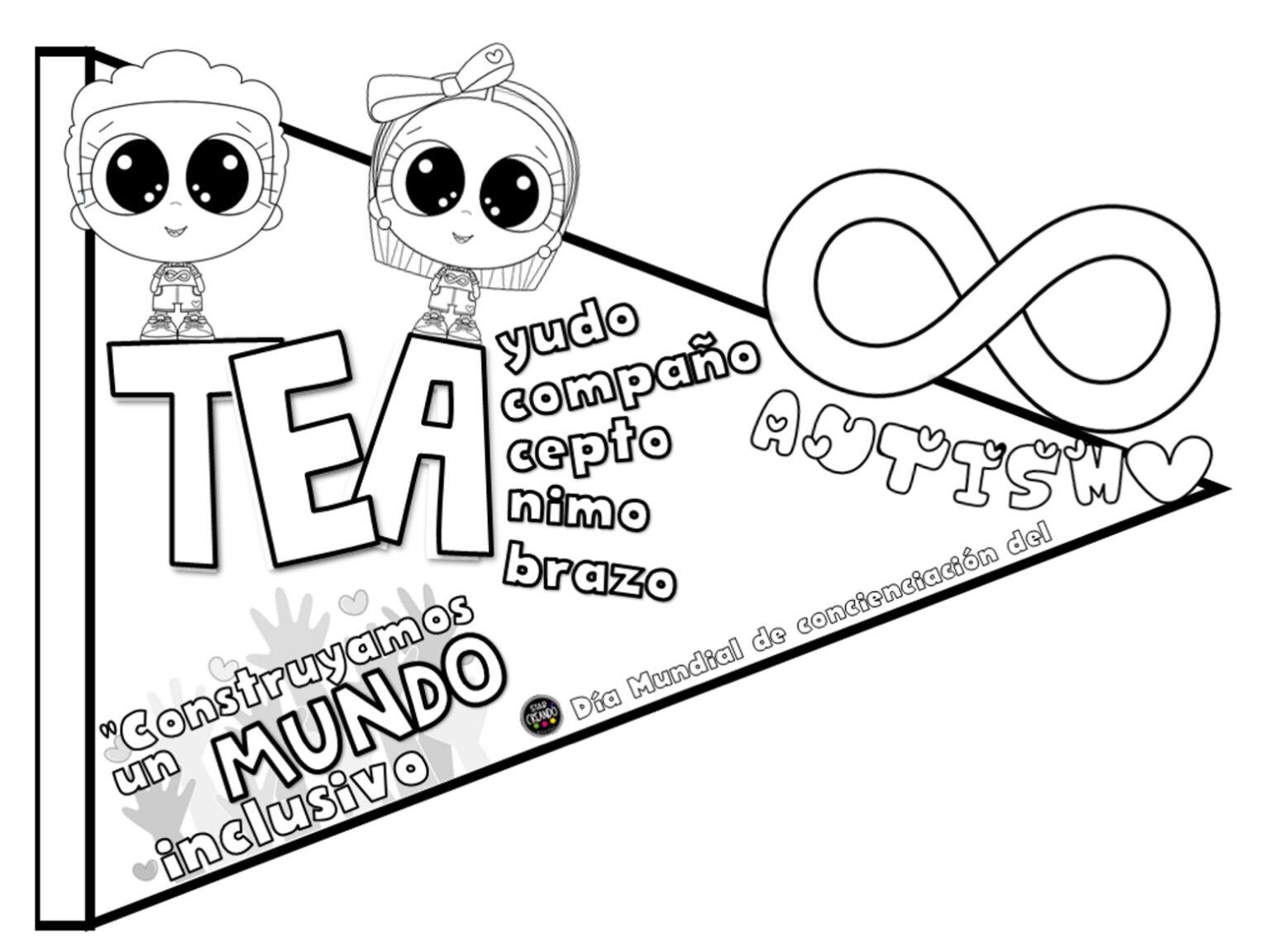 Banderín para colorear 2 de Abril Día Mundial de Concienciación sobre ...