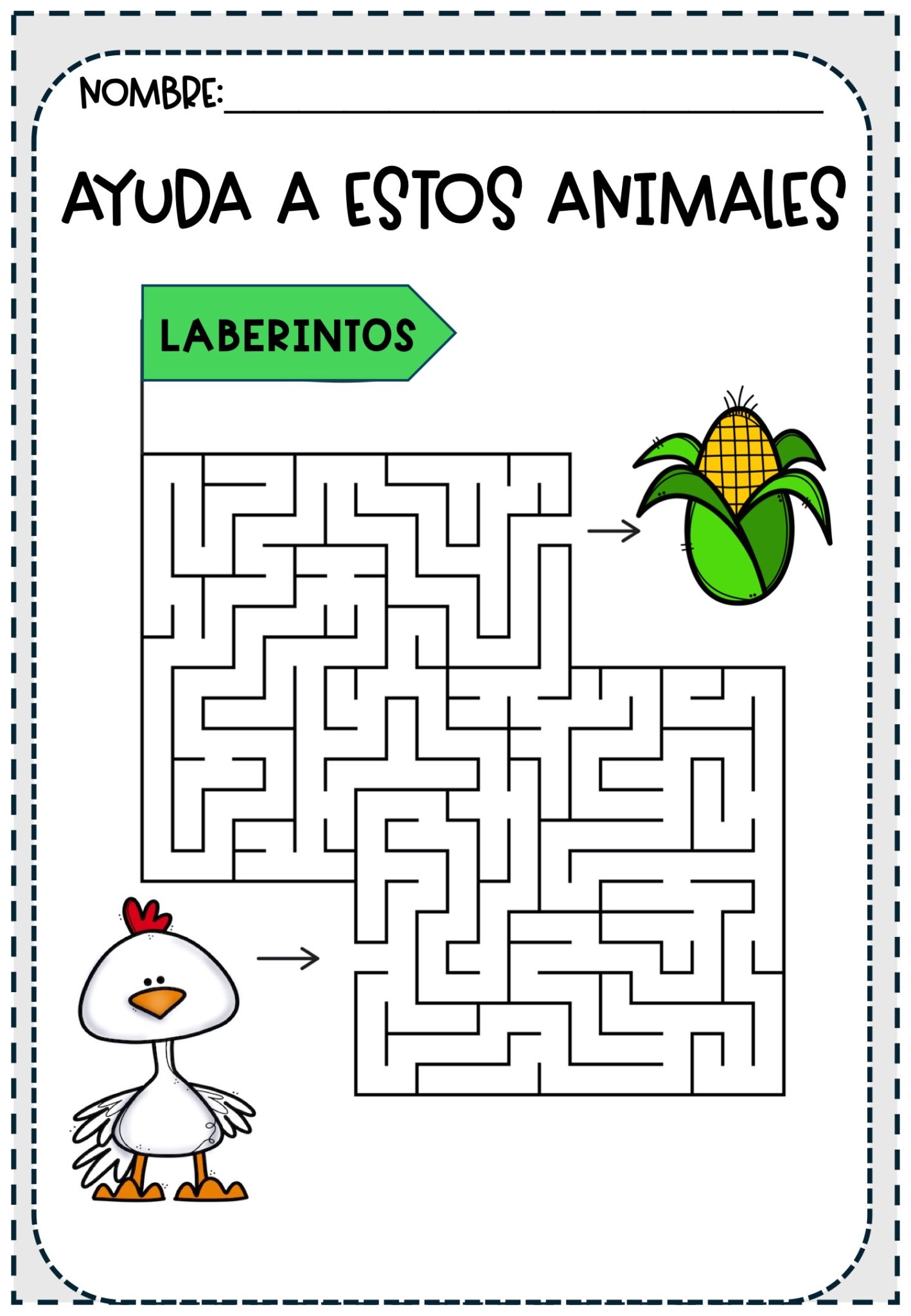 Bonitas fichas de LABERINTOS CON MOTIVOS ANIMALES - Orientacion Andujar