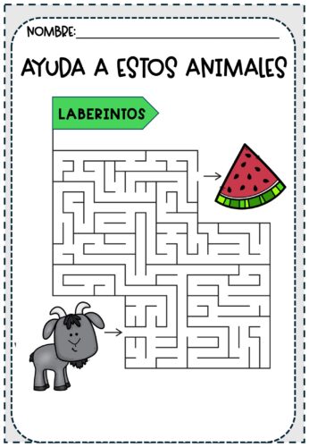 Bonitas fichas de LABERINTOS CON MOTIVOS ANIMALES - Orientacion Andujar