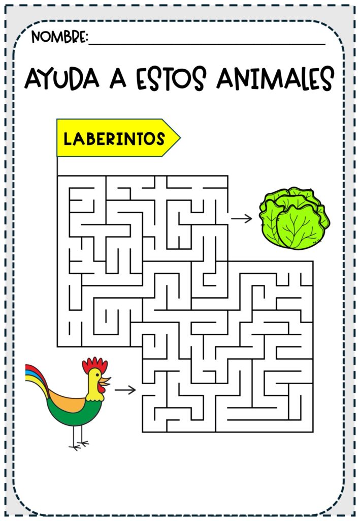 Bonitas fichas de LABERINTOS CON MOTIVOS ANIMALES - Orientacion Andujar