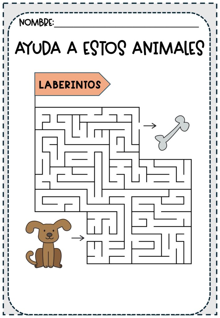 Bonitas fichas de LABERINTOS CON MOTIVOS ANIMALES - Orientacion Andujar