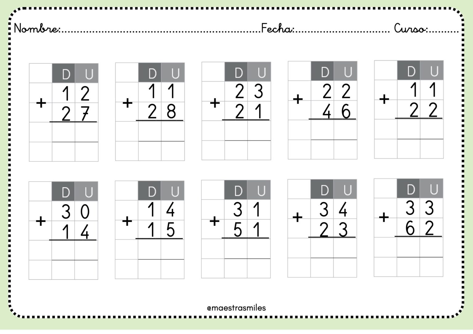 CUADERNO DE SUMAS Y RESTAS SIN LLEVADAS - Orientacion Andujar