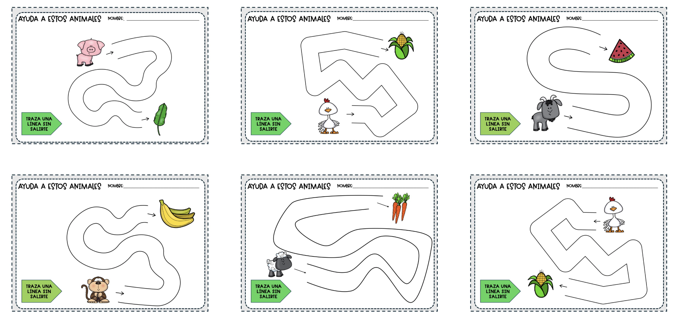 Bonitas fichas de grafo mini laberintos para infantil - Orientacion Andujar