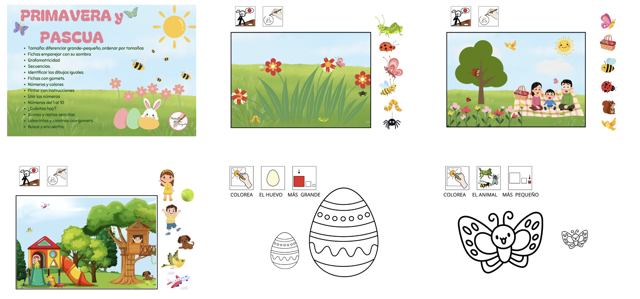 Cuadernito 50 pag. Fichas sencillas trabajamos la Pascua y primavera ...