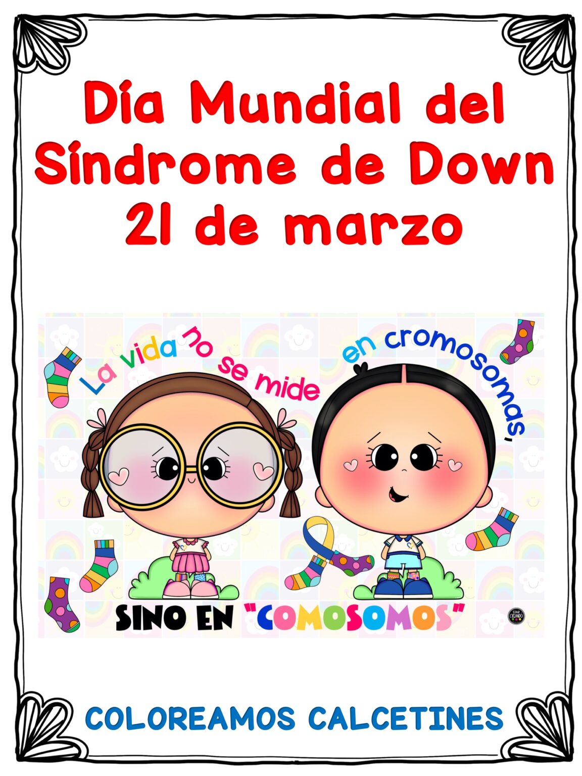 Colorea calcetines 21 MARZO Día Síndrome de Down 10 modelos ...