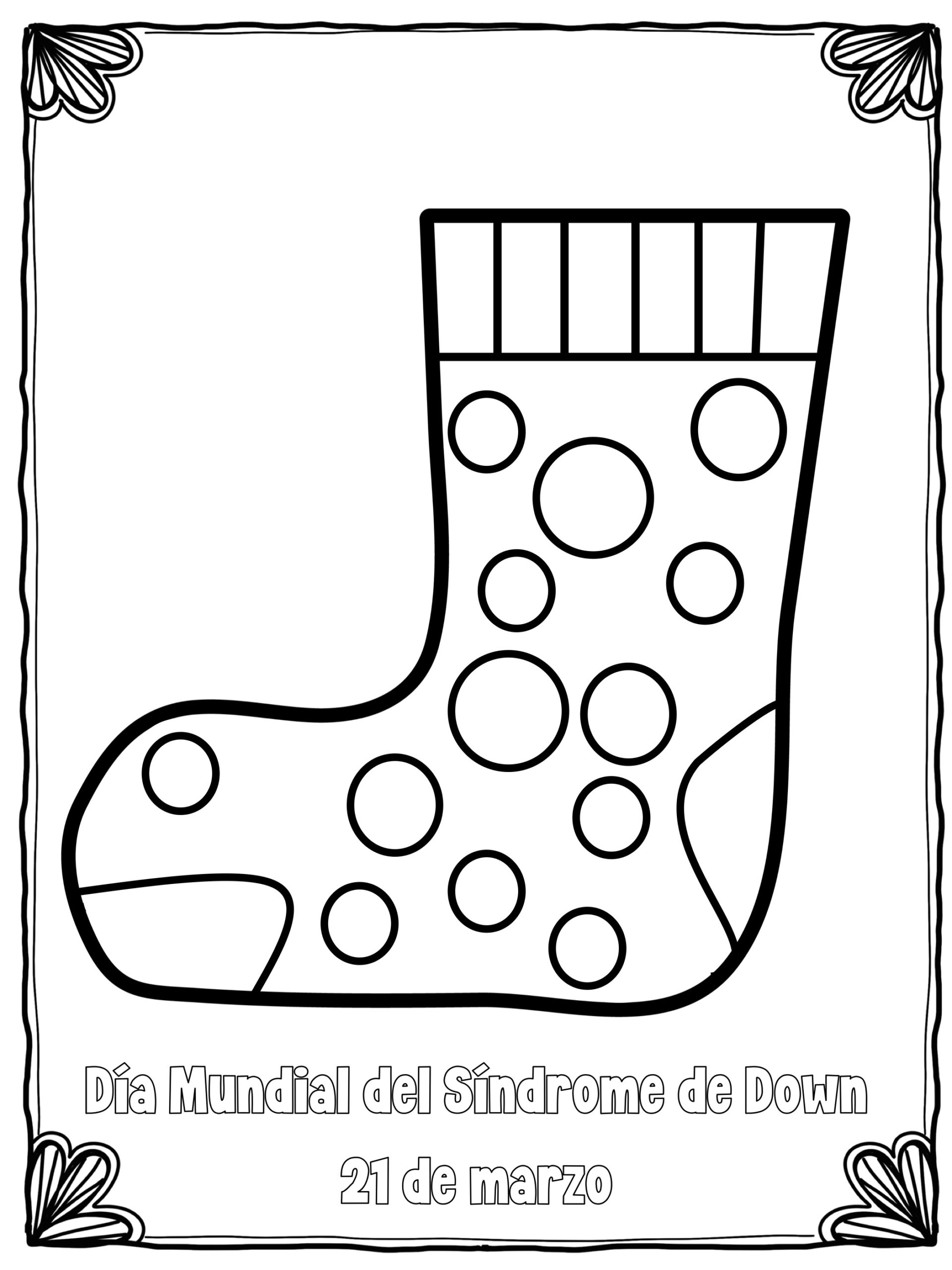 Colorea calcetines 21 MARZO Día Síndrome de Down 10 modelos ...