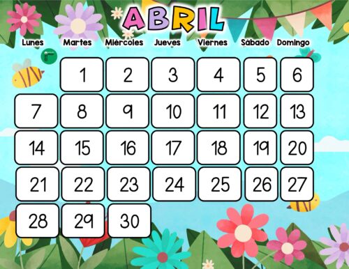Colorido calendario mes de abril 2025 - Orientacion Andujar